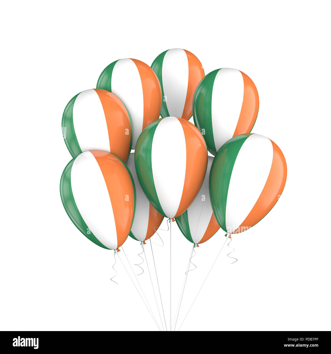 Ireland flag bunch of balloons on string. 3D Rendering Stock Photo - Alamy