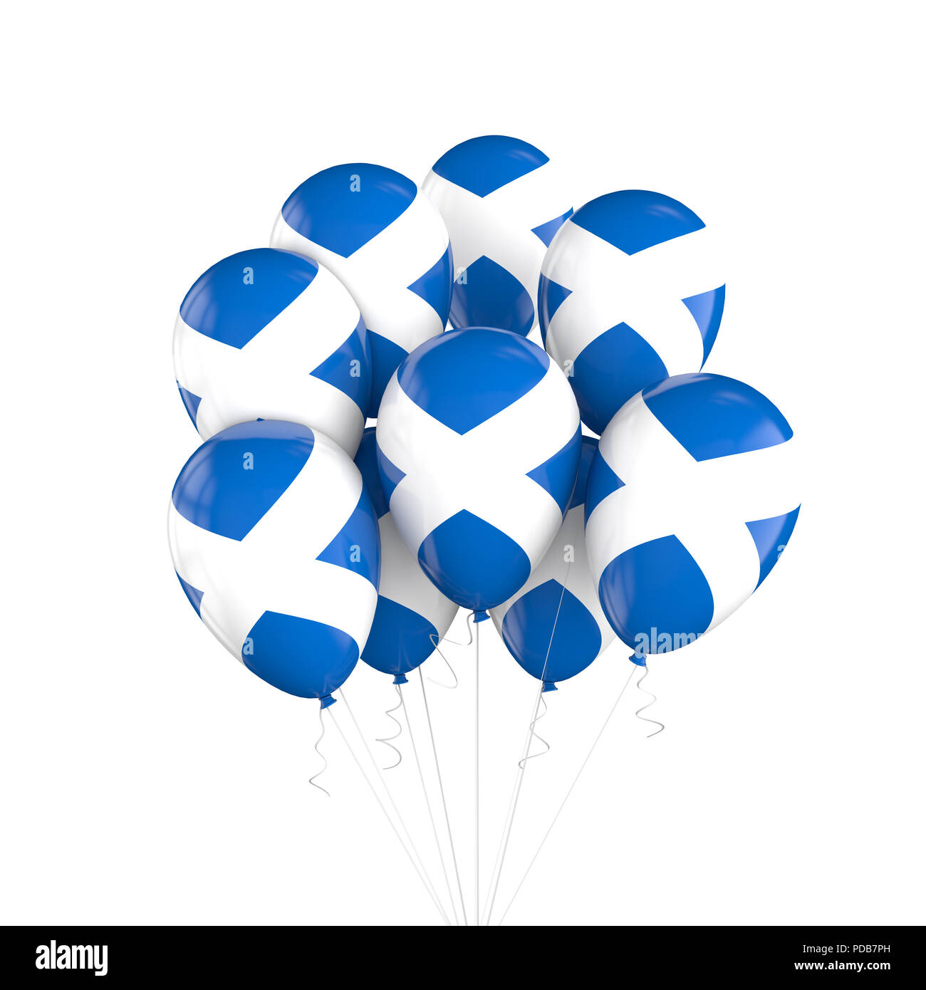 Scotland flag bunch of balloons on string. 3D Rendering Stock Photo - Alamy