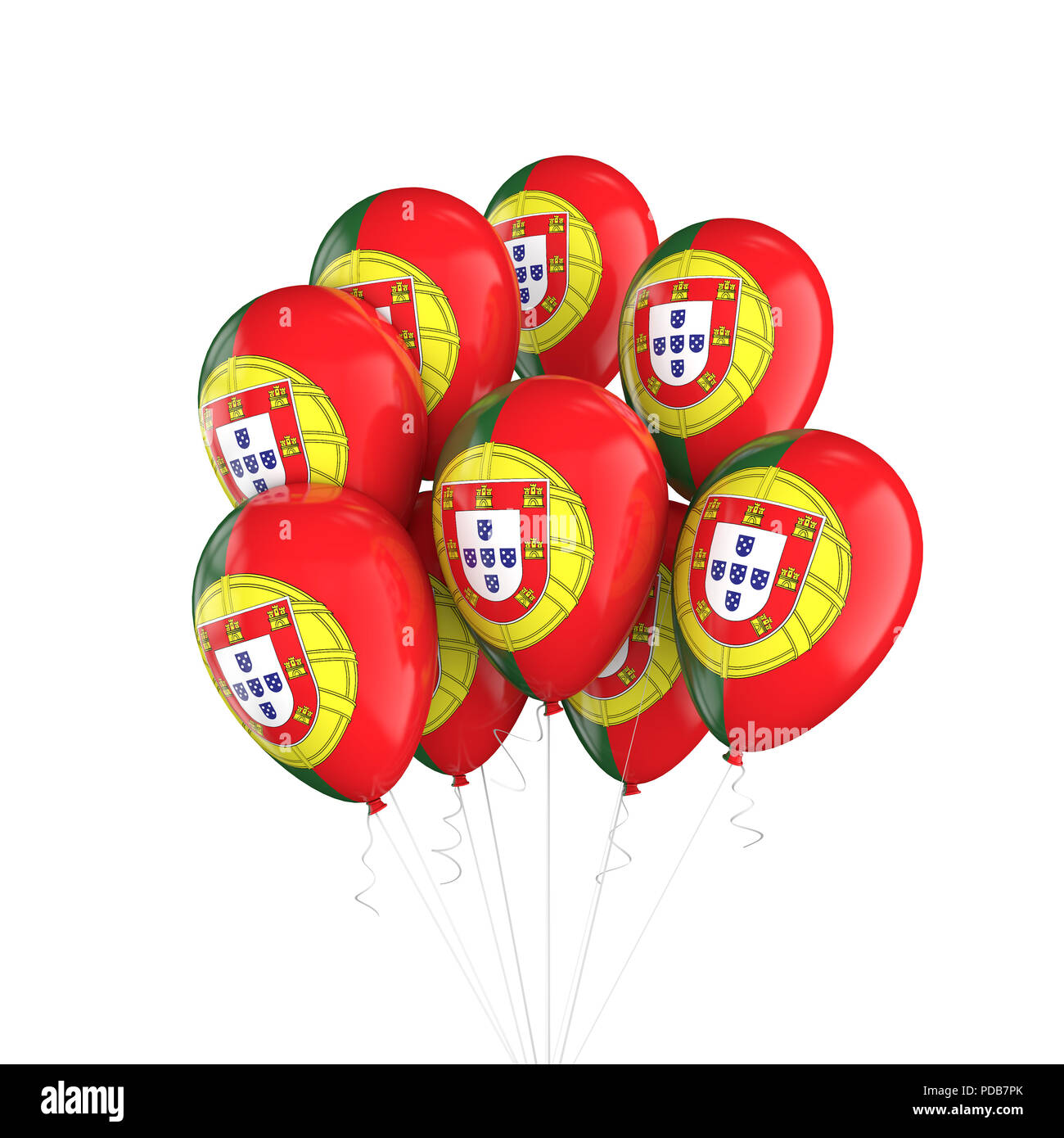 Portugal flag bunch of balloons on string. 3D Rendering Stock Photo - Alamy