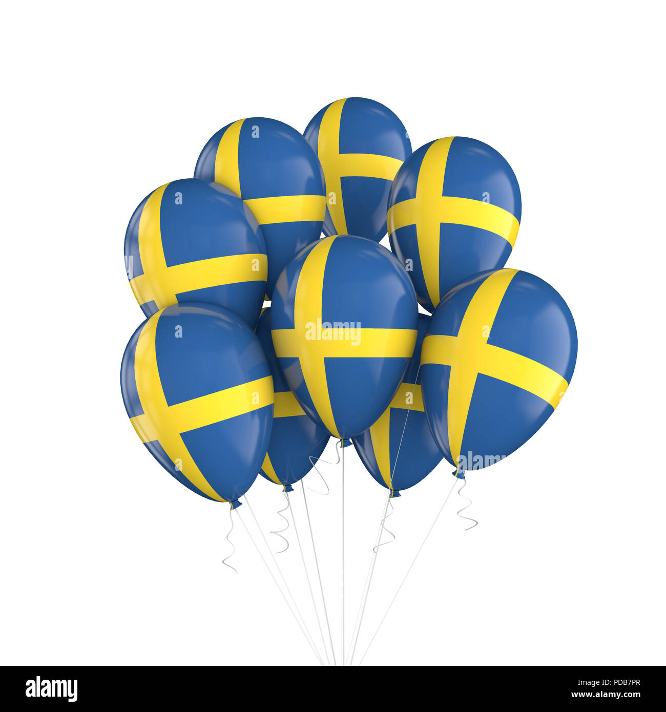 Sweden flag bunch of balloons on string. 3D Rendering Stock Photo - Alamy