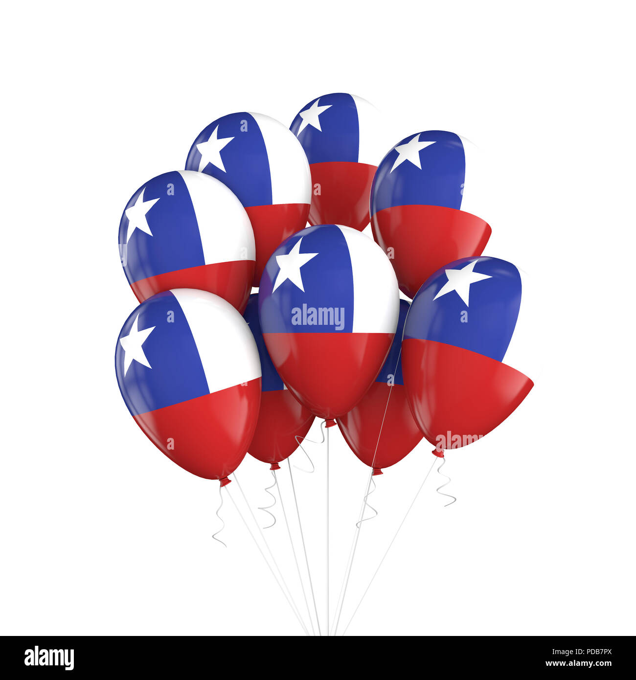 Chile flag bunch of balloons on string. 3D Rendering Stock Photo - Alamy