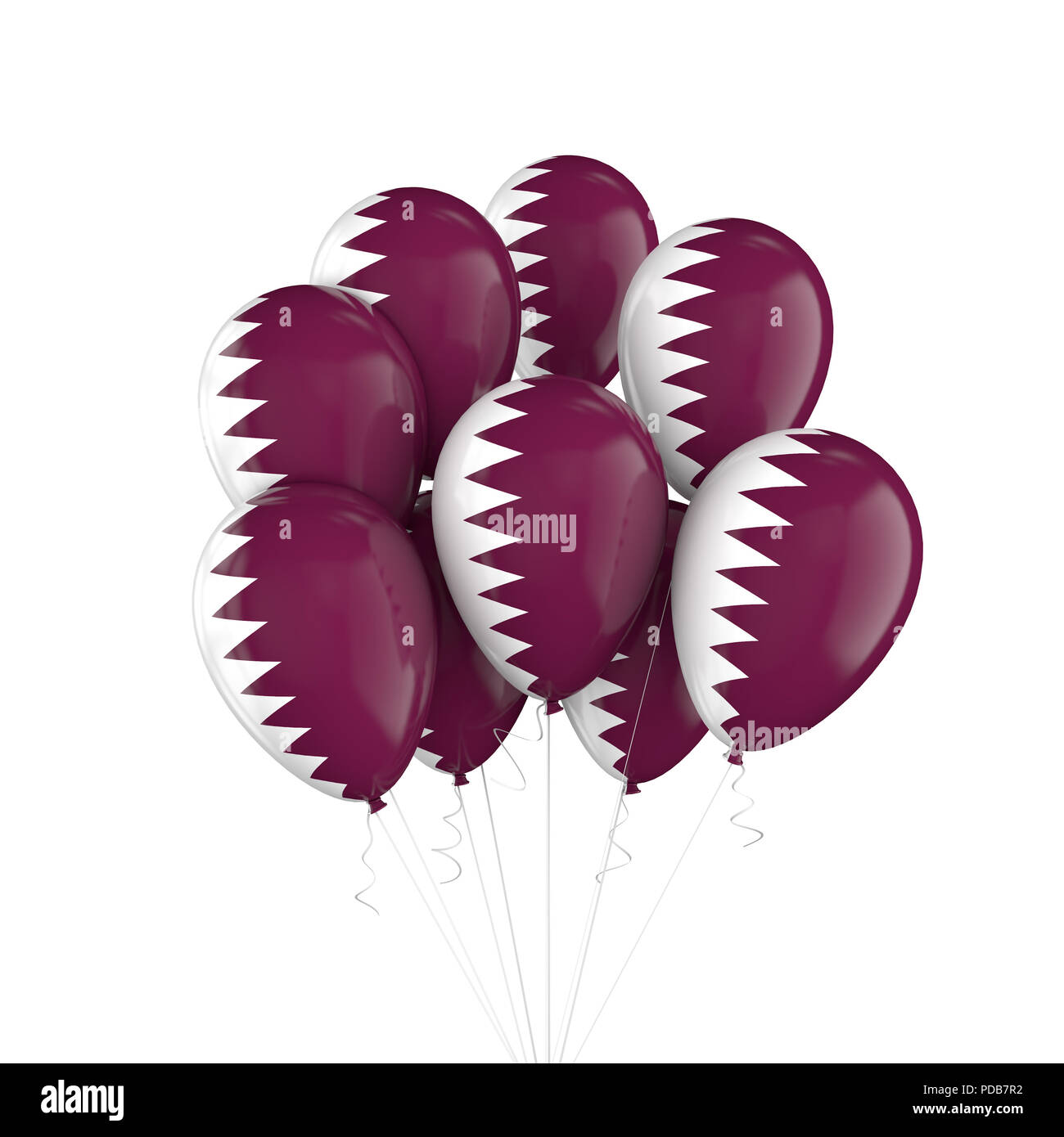 Qatar flag bunch of balloons on string. 3D Rendering Stock Photo - Alamy