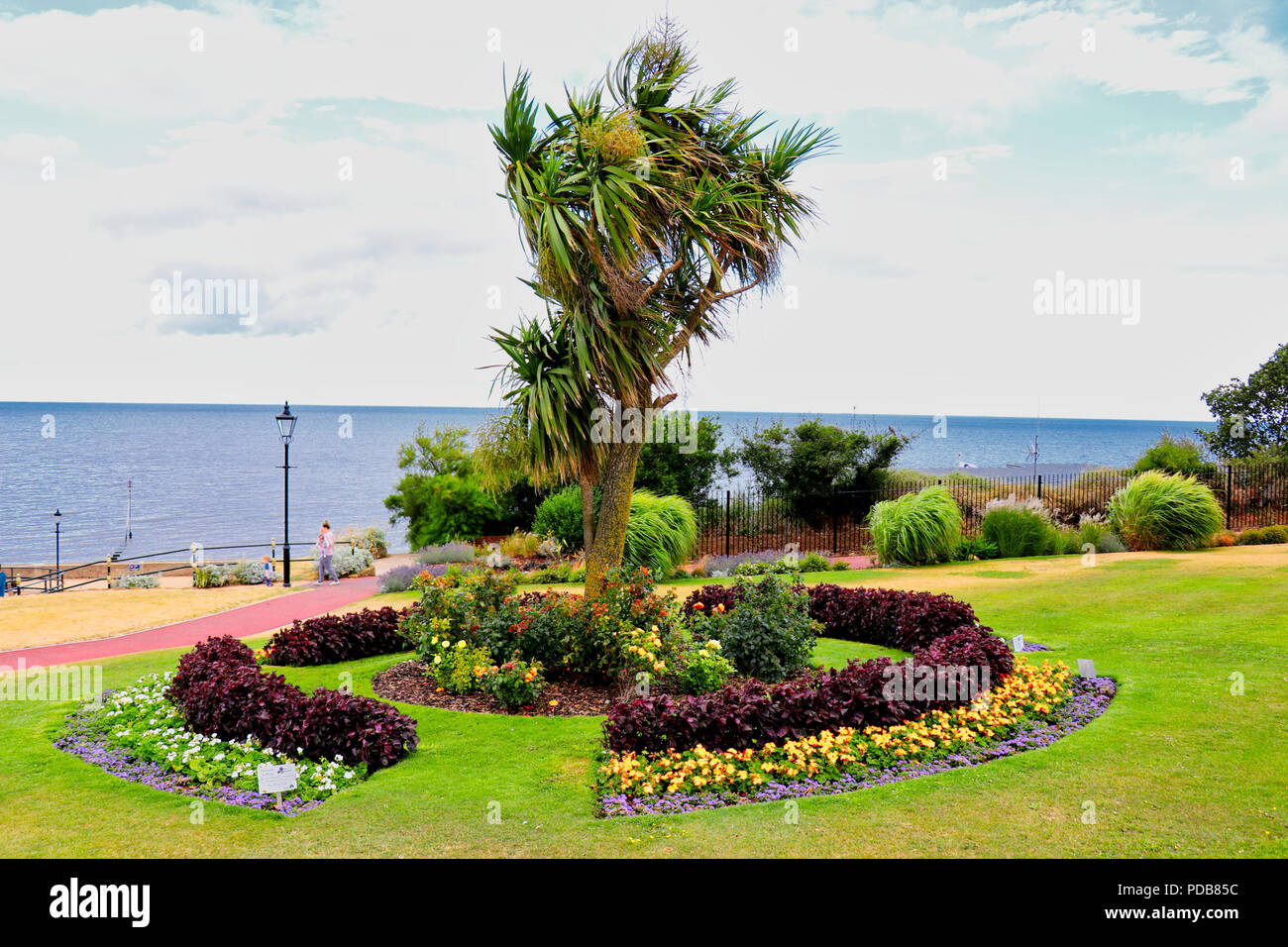 Hunstanton flowers, tree and sea view Stock Photo - Alamy