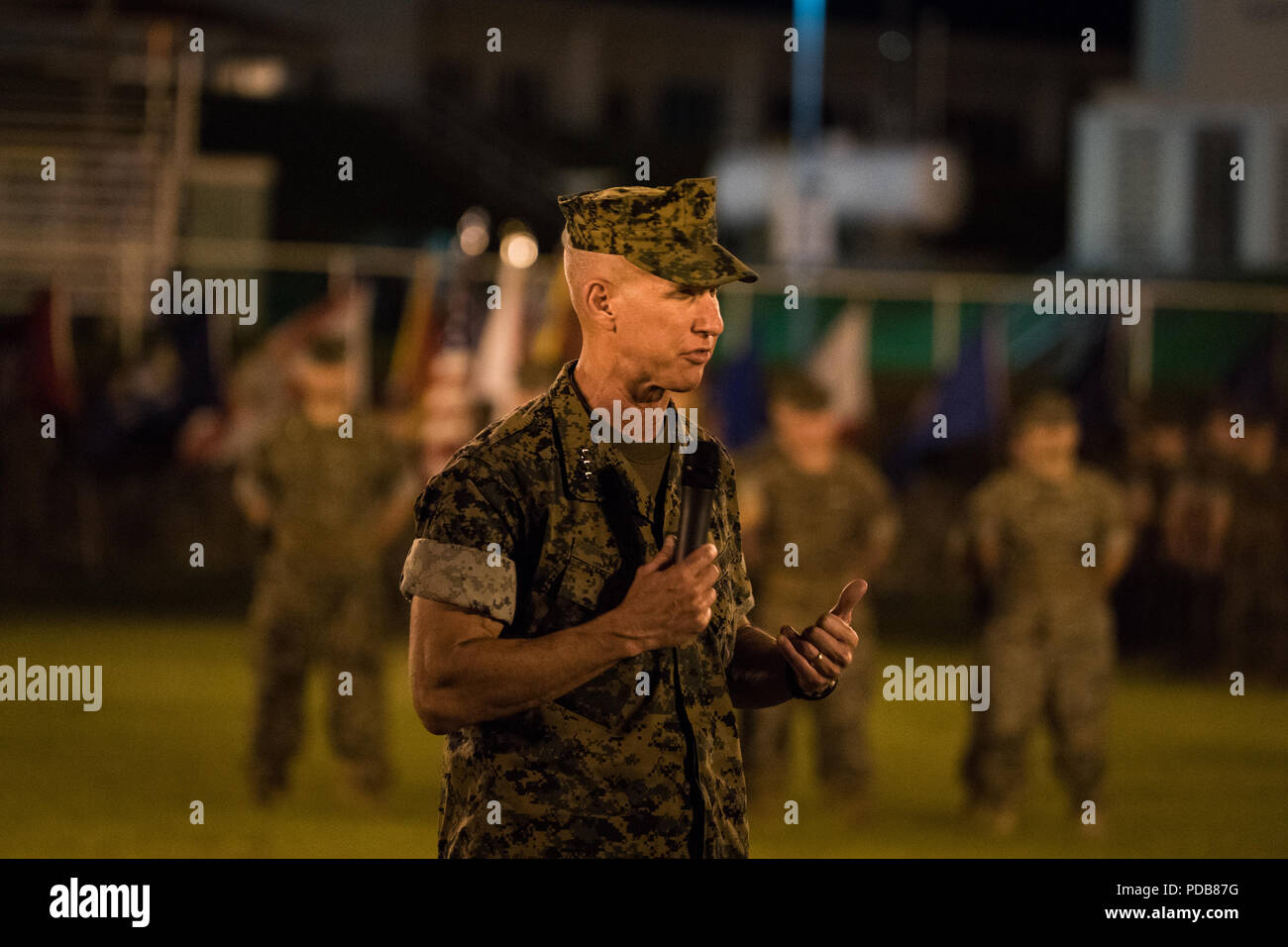 Lt. Gen. Eric M. Smith gives his remarks during a III Marine ...
