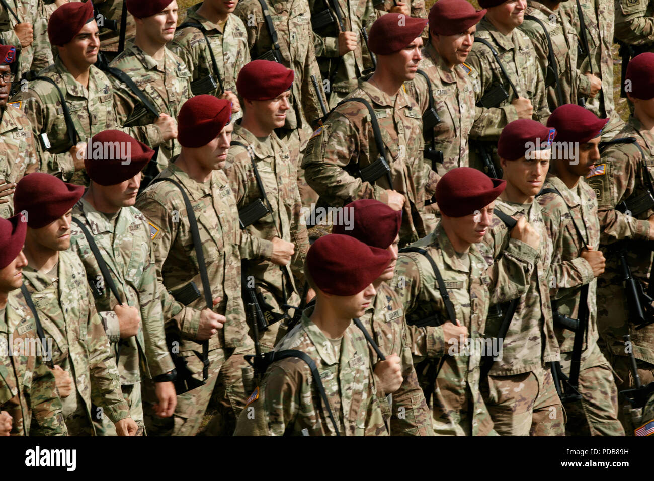 A formation of 82nd Airbornes Divisions Paratroopers march during the ...