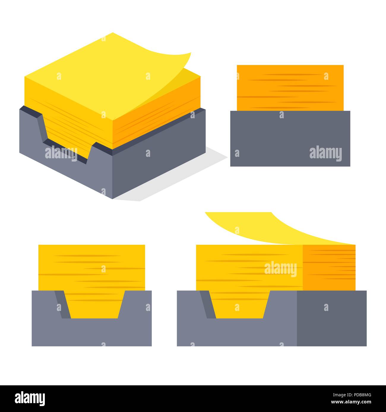 Yellow Sticker Vector. Sticky Paper Notes Stack. Isometric Paper Note ...