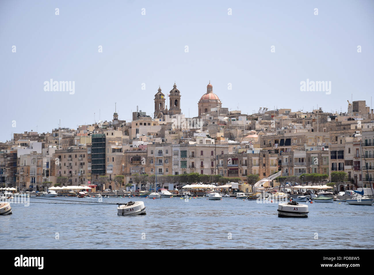 Vittoriosa across the bay from Valetta, Malta, July 2018 Stock Photo ...