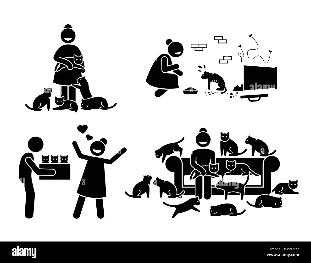 Stick figure girl cat hi-res stock photography and images - Alamy