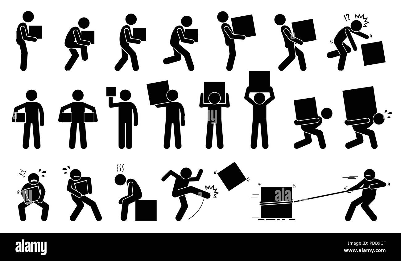Man carrying heavy box pictogram Stock Vector Image & Art - Alamy