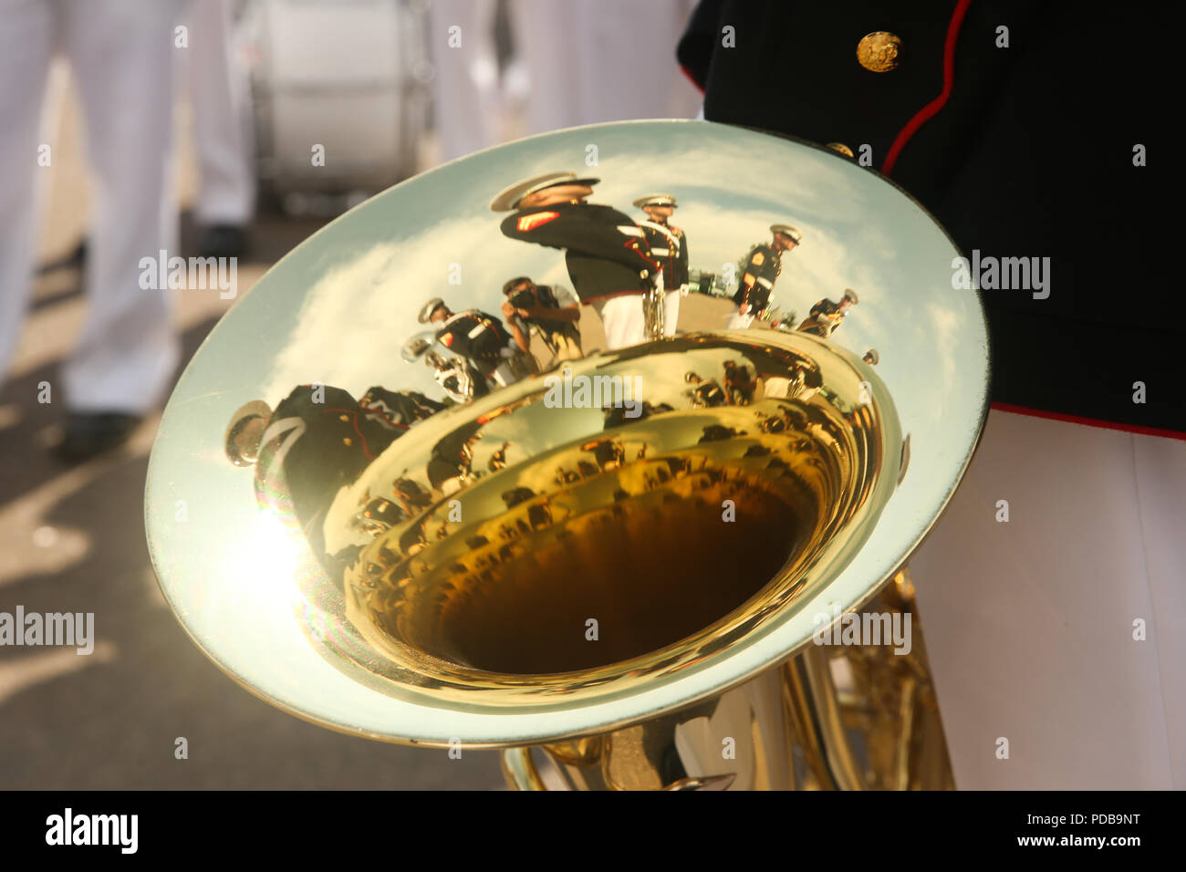 U.S. Marines with the Marine Corps Base Quantico Band standy by during ...
