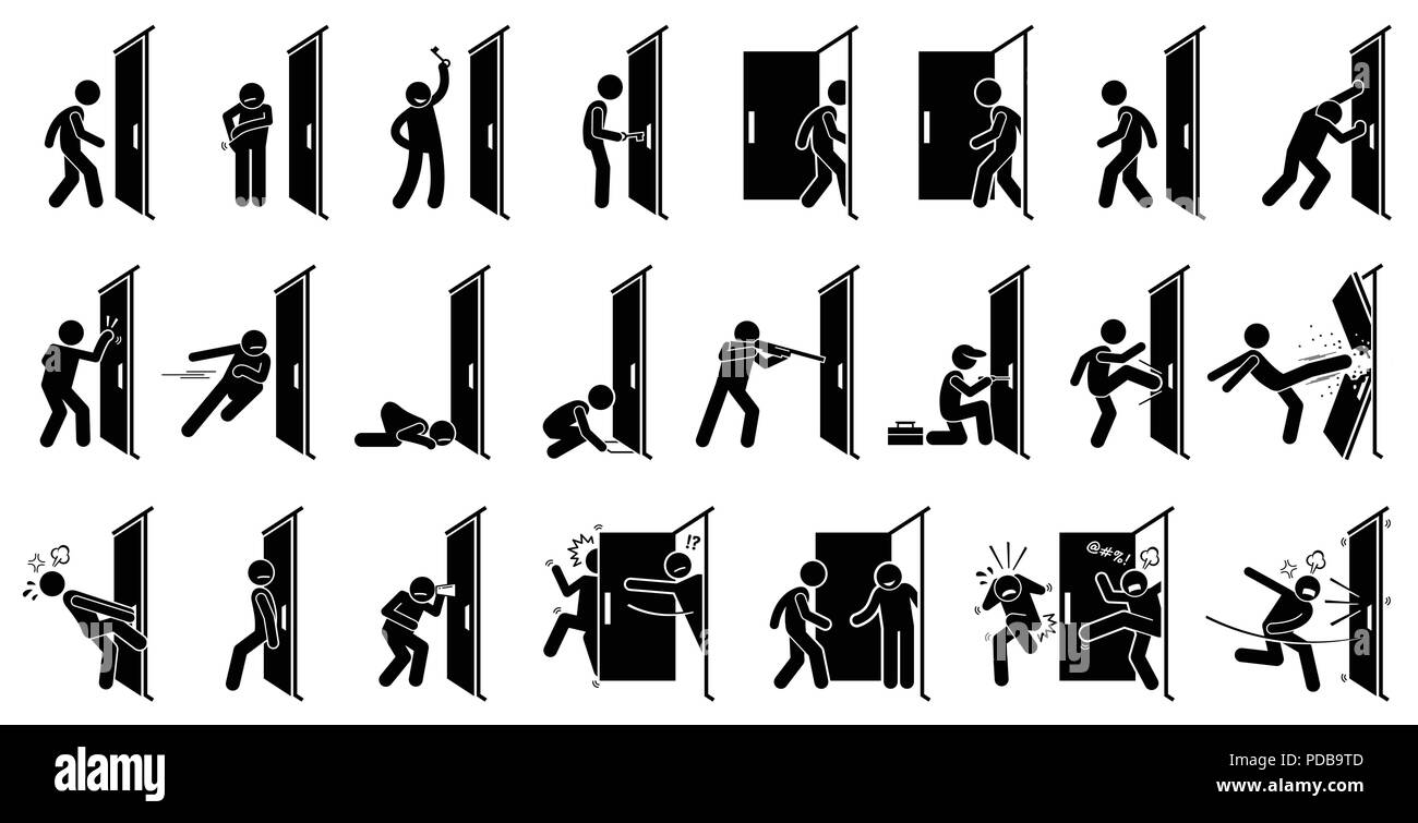 Man at door, angry Stock Vector Images - Alamy