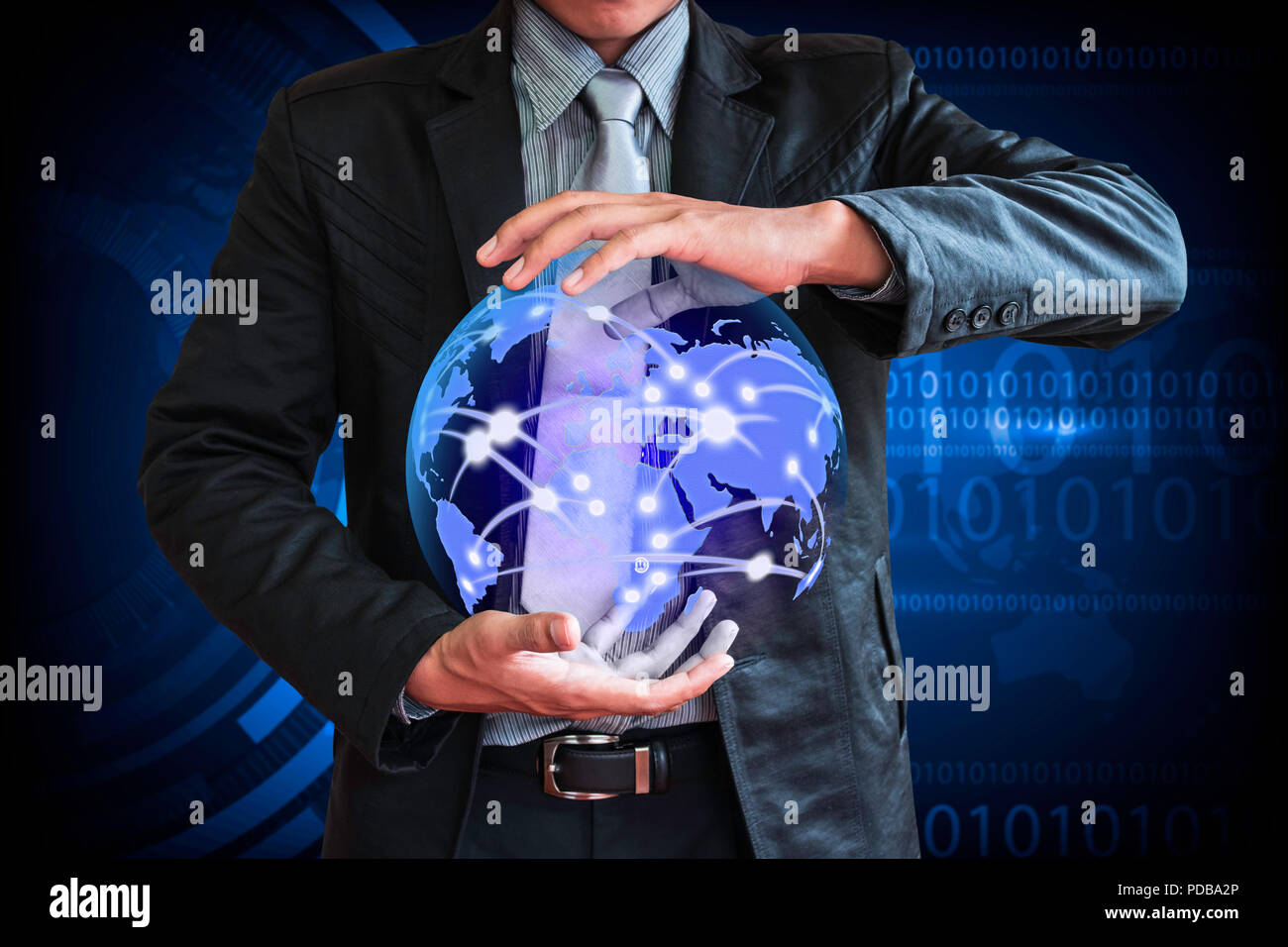 Business man world technology Stock Photo - Alamy
