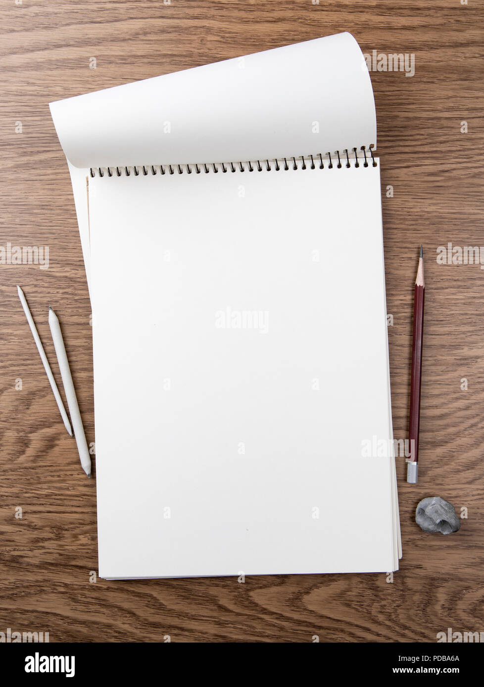 Top view notebook on wooden texture. Concept for education and business ...