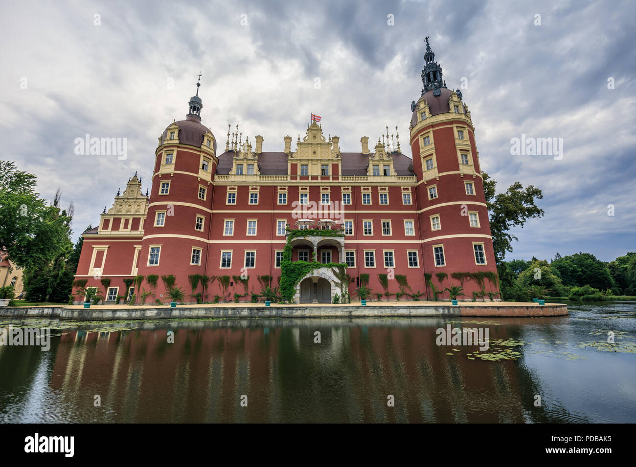 Beautiful red castle of Fuerst Pueckler in Bad Muskau Germany Stock ...