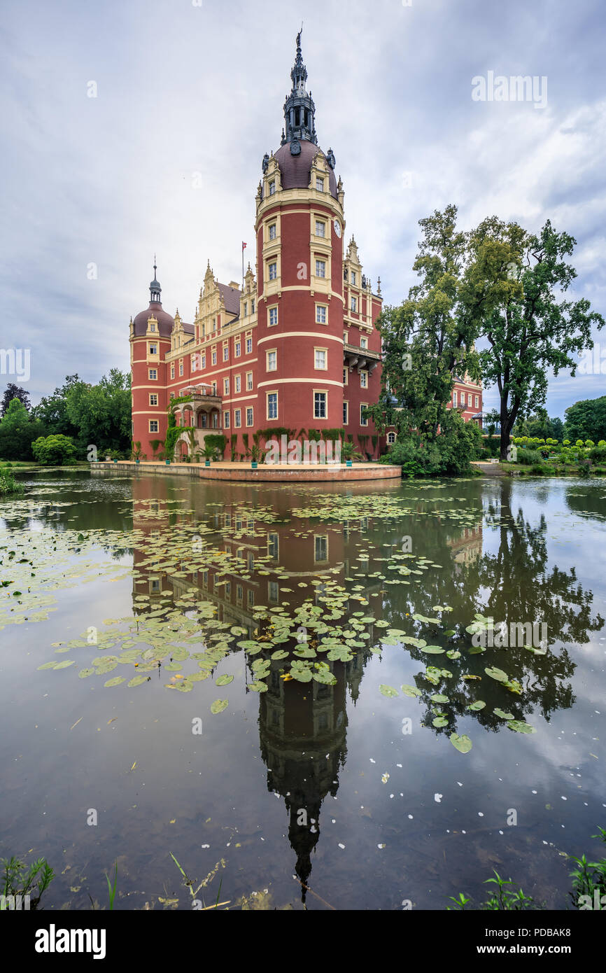 Beautiful red castle of Fuerst Pueckler in Bad Muskau Germany Stock ...
