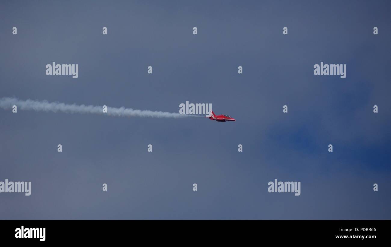 The Red Arrows. RAF Acrobatic Team, Hawk T1. Sing Red Arrow Jet with ...
