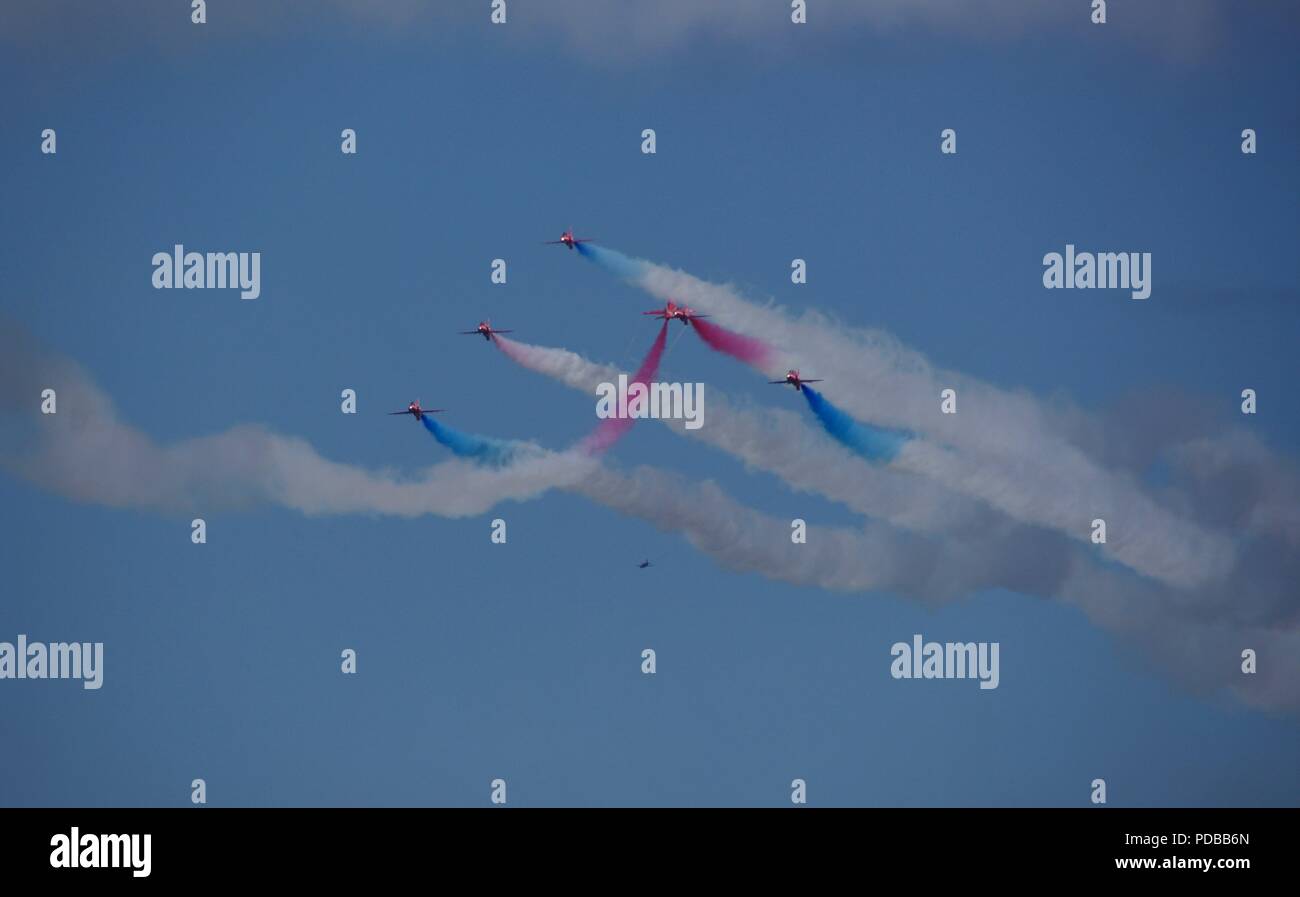 The Red Arrows, RAF Acrobatic Team, Hawk T1. Formation Flying Display ...