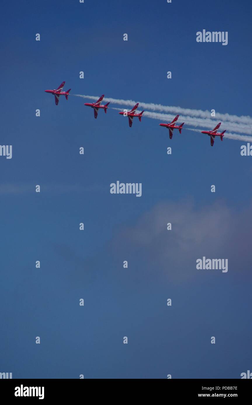 The Red Arrows, RAF Acrobatic Team, Hawk T1. Formation Flying, White ...