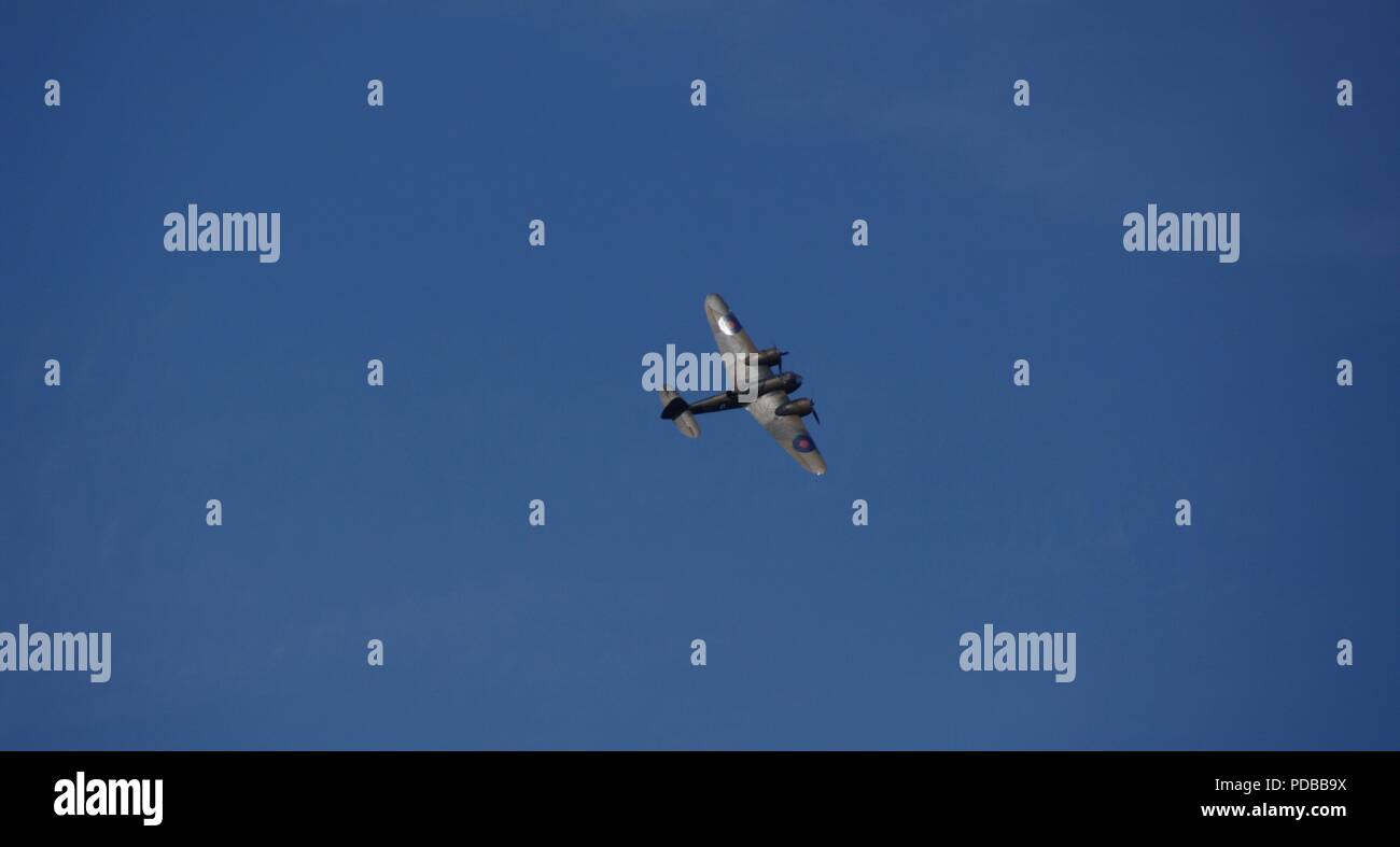 Avro Lancaster RAF Heavy Bomber Aeroplane Flying in Battle of Britain ...