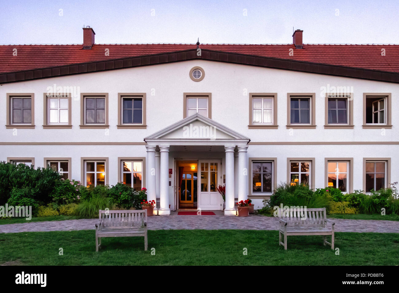 Germany, Gutshaus Stolpe, Stolpe Manor. Historic old Building exterior ...