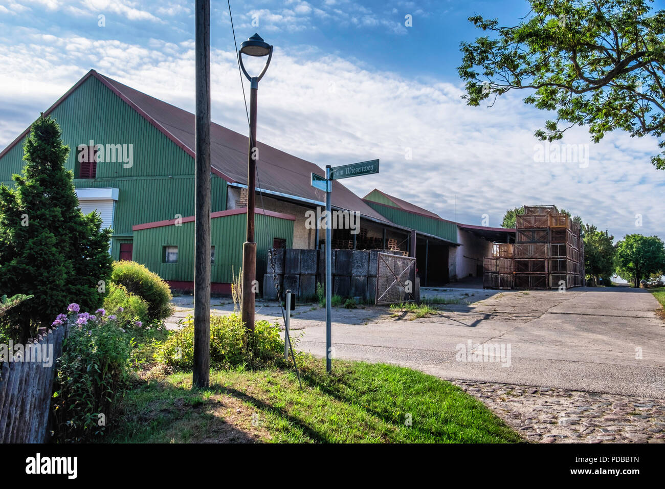 Germany, Stolpe an der Peene, Landgut Stolpe Estate. Old industrial ...