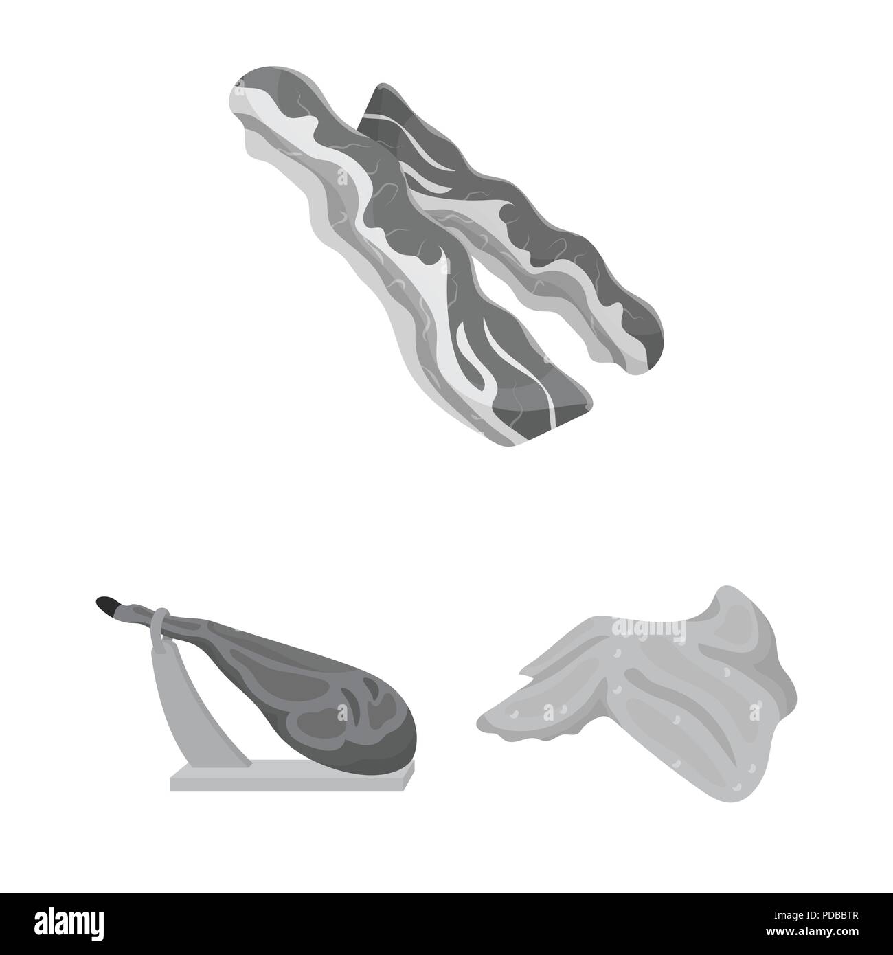 Different meat monochrome icons in set collection for design. Meat ...