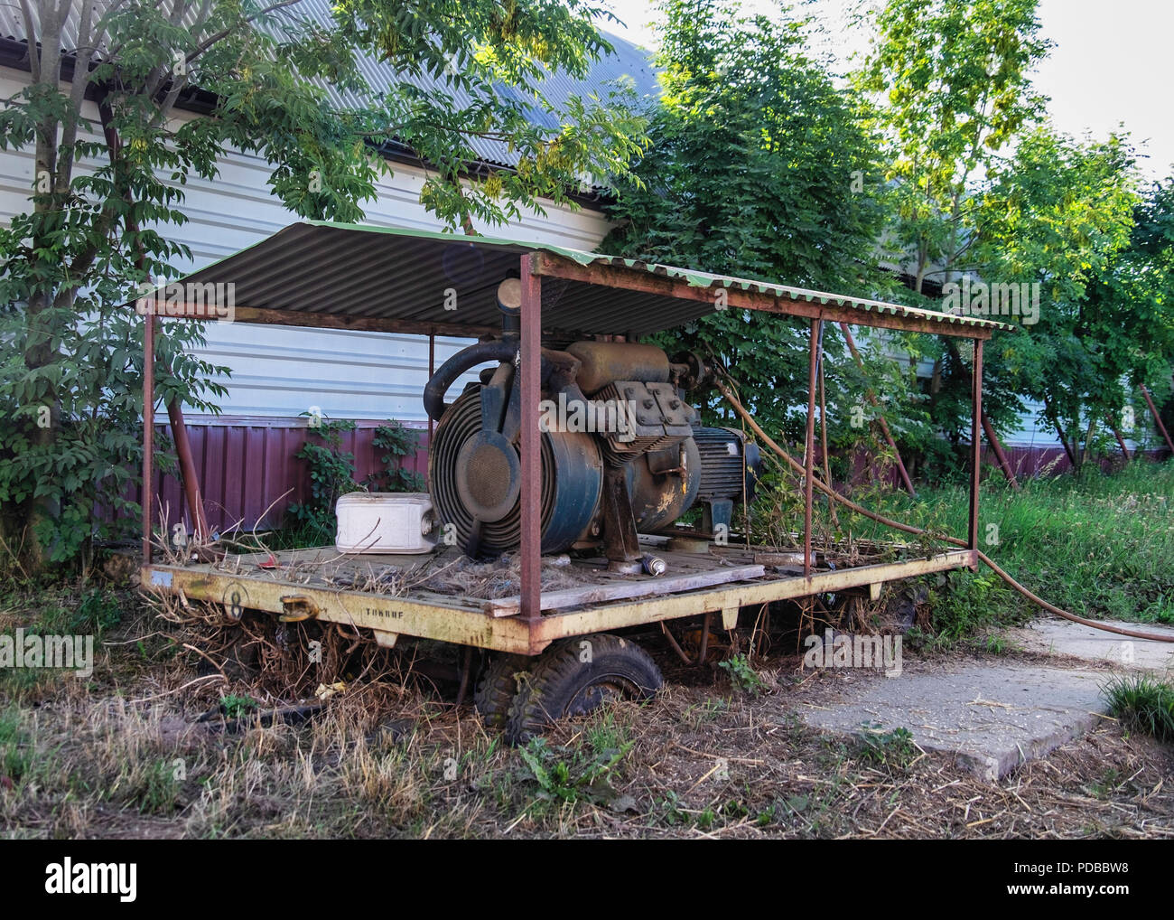 Germany, Stolpe an der Peene, Landgut Stolpe Estate. Old industrial ...