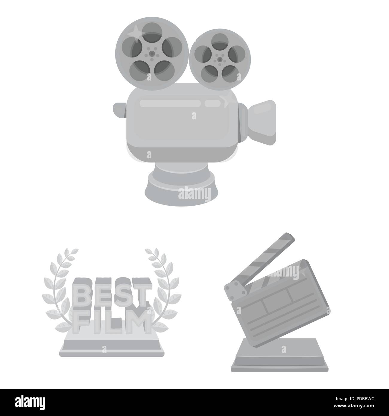 Film awards and prizes monochrome icons in set collection for design ...