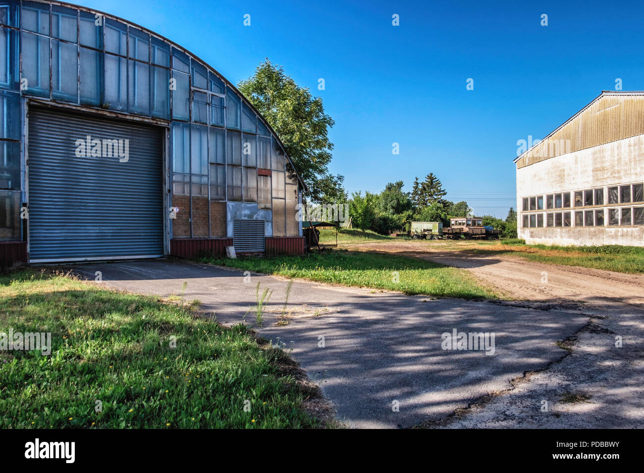 Germany, Stolpe an der Peene, Landgut Stolpe Estate. Old industrial ...