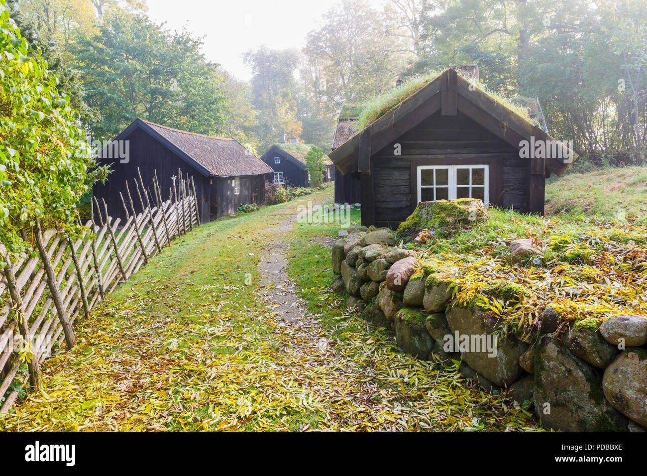 Village road with old cottages in the countryside Stock Photo - Alamy