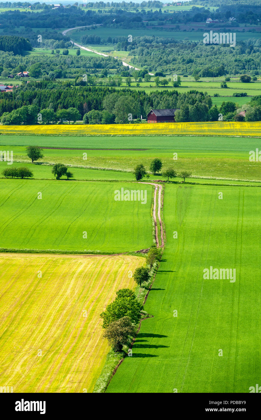 Farmland view with field and trees Stock Photo - Alamy