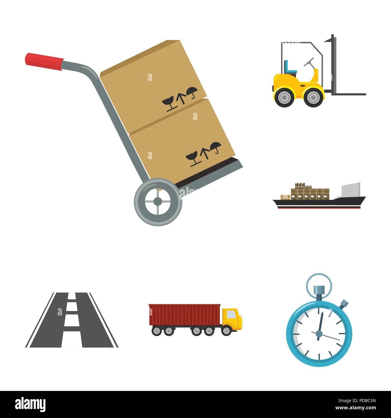 Logistics service cartoon icons in set collection for design. Logistics ...