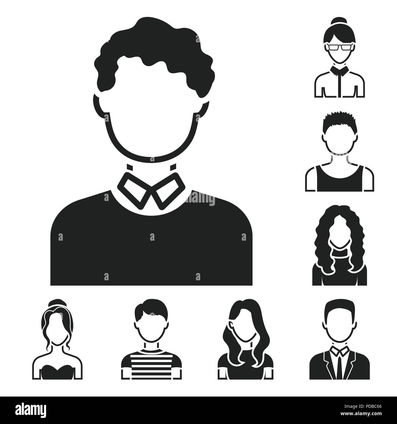 Avatar and face black icons in set collection for design. A person ...