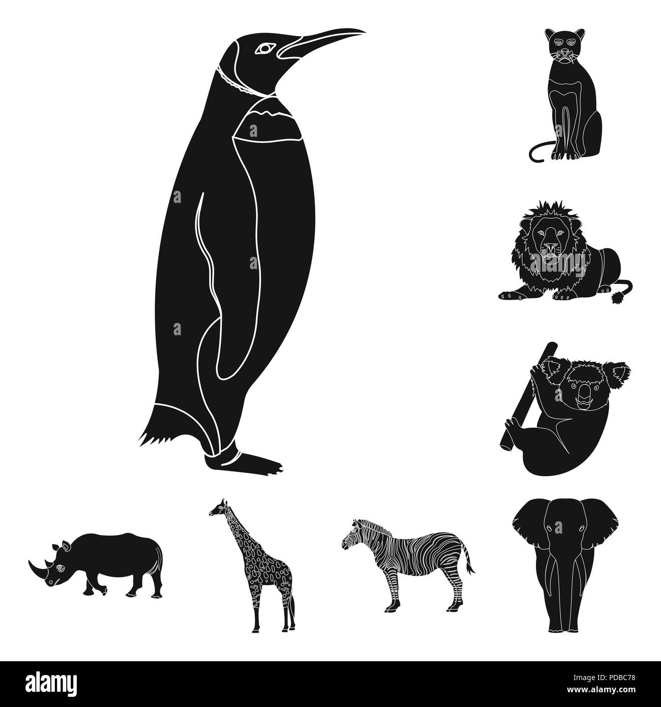 Different animals black icons in set collection for design. Bird ...