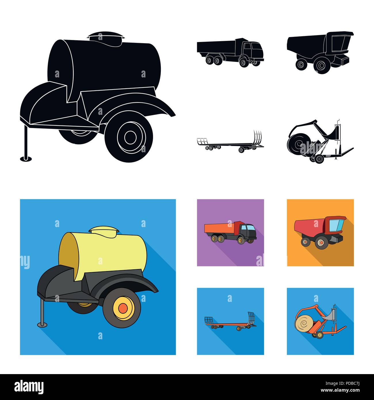 Trailer with a barrel, truck and other agricultural devices ...