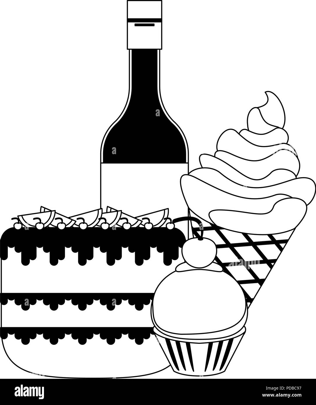 Cute sweet food desserts Black and White Stock Photos & Images - Alamy