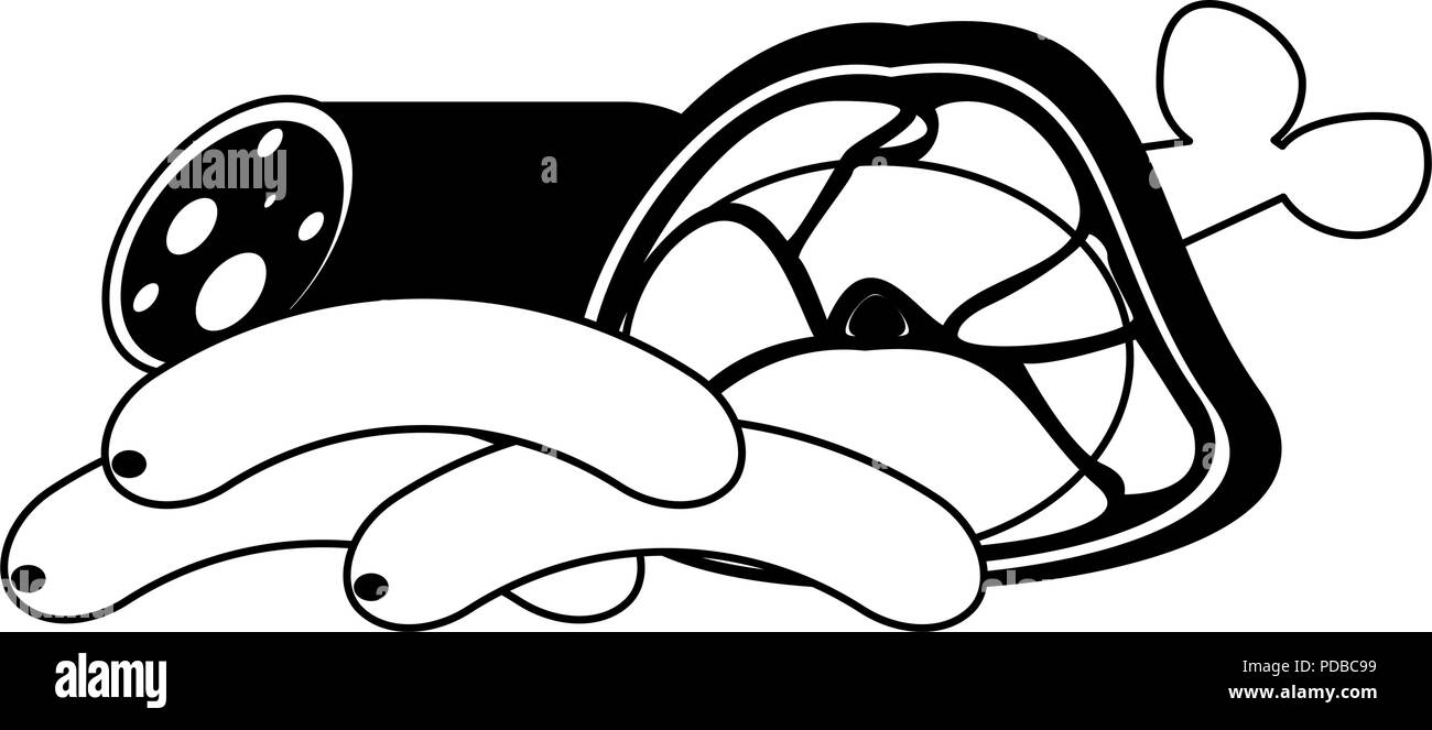 Set of meats in black and white Stock Vector Image & Art - Alamy