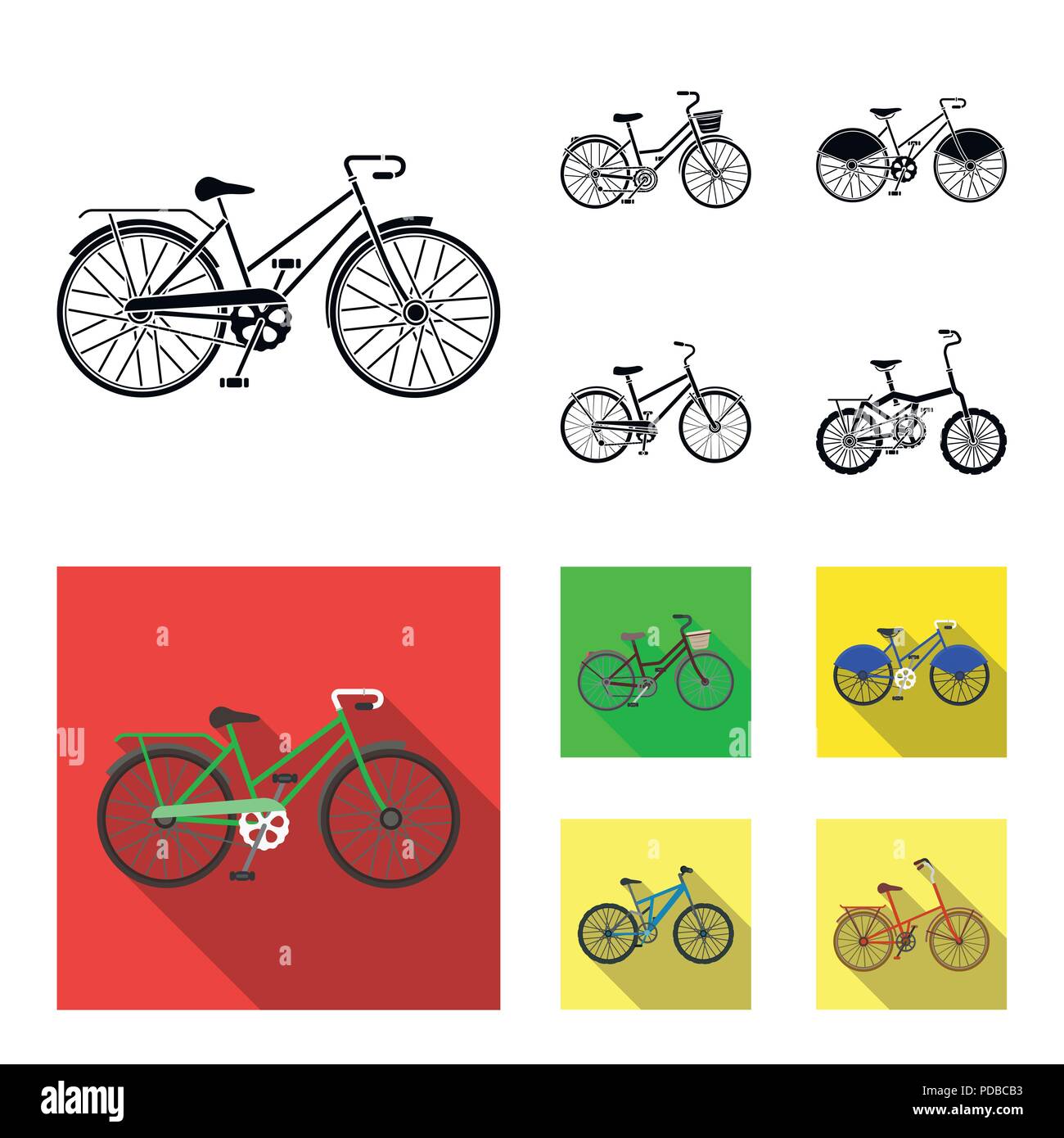 Sports bike and other types.Different bicycles set collection icons in ...