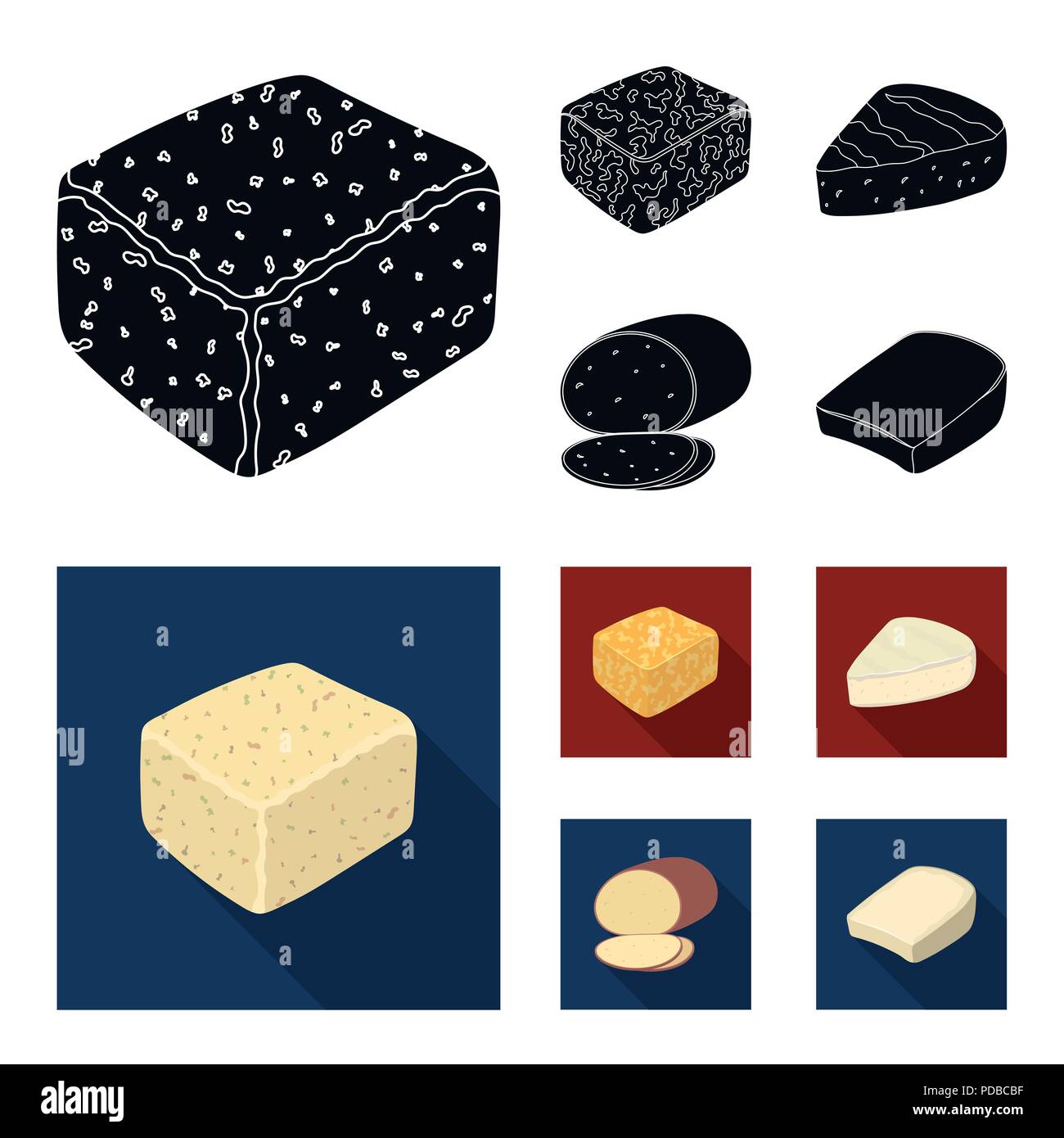 Brynza, smoked, colby jack, pepper jack.Different types of cheese set ...