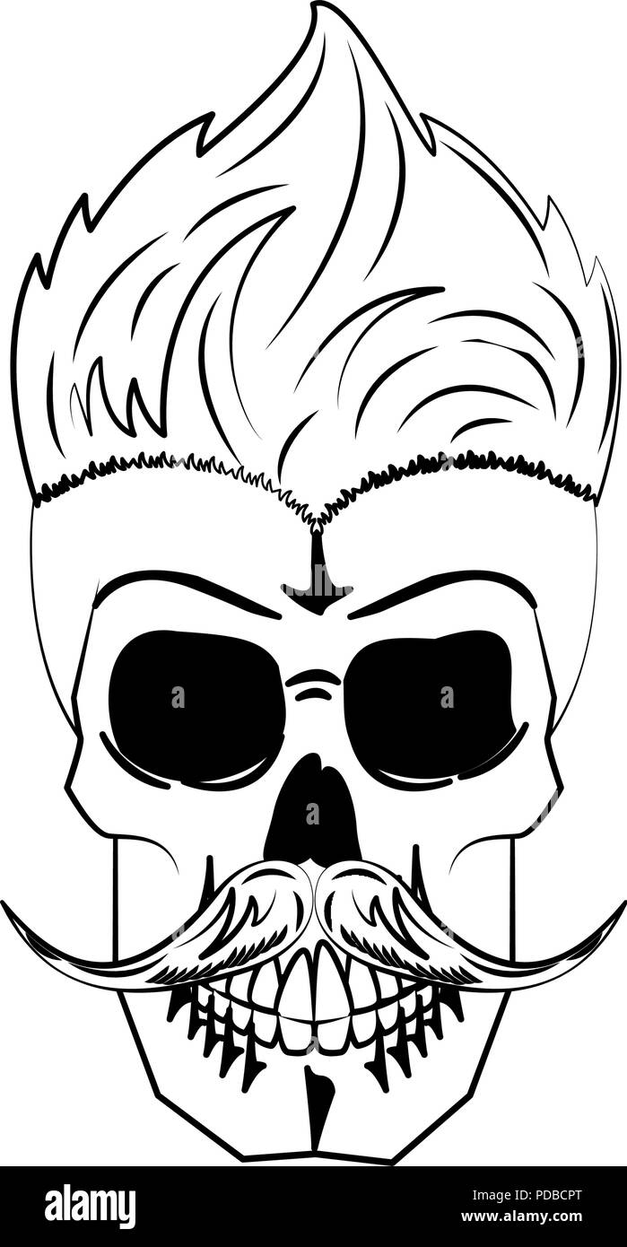 Skull mustache in vintage Stock Vector Images - Alamy