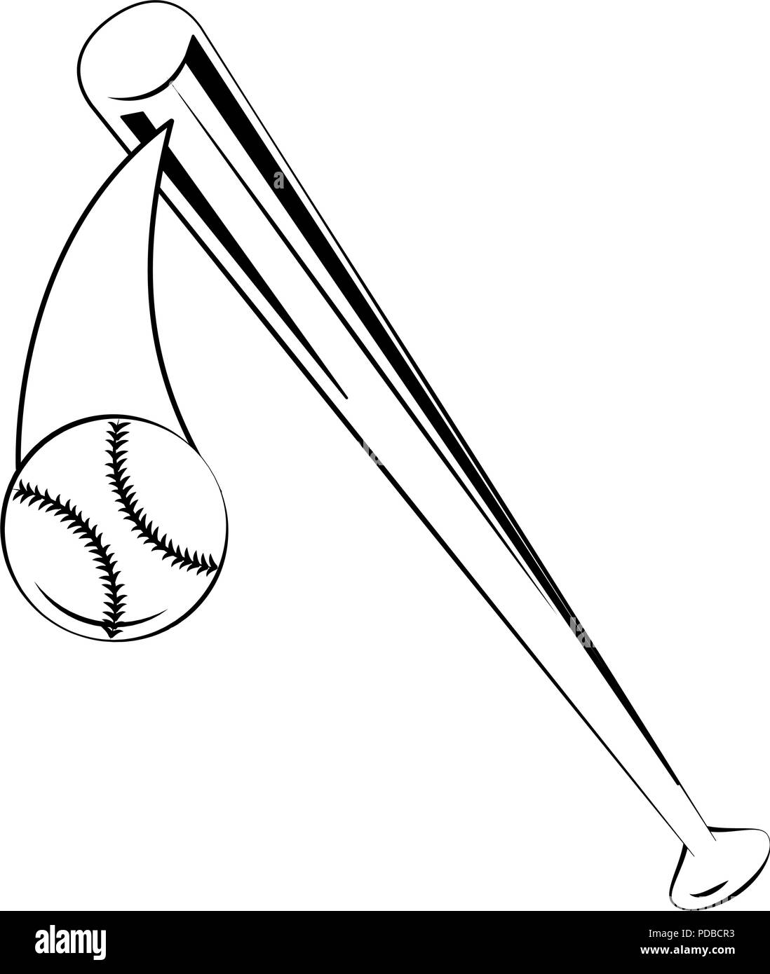 Baseball bat and ball in black and white Stock Vector Image & Art - Alamy