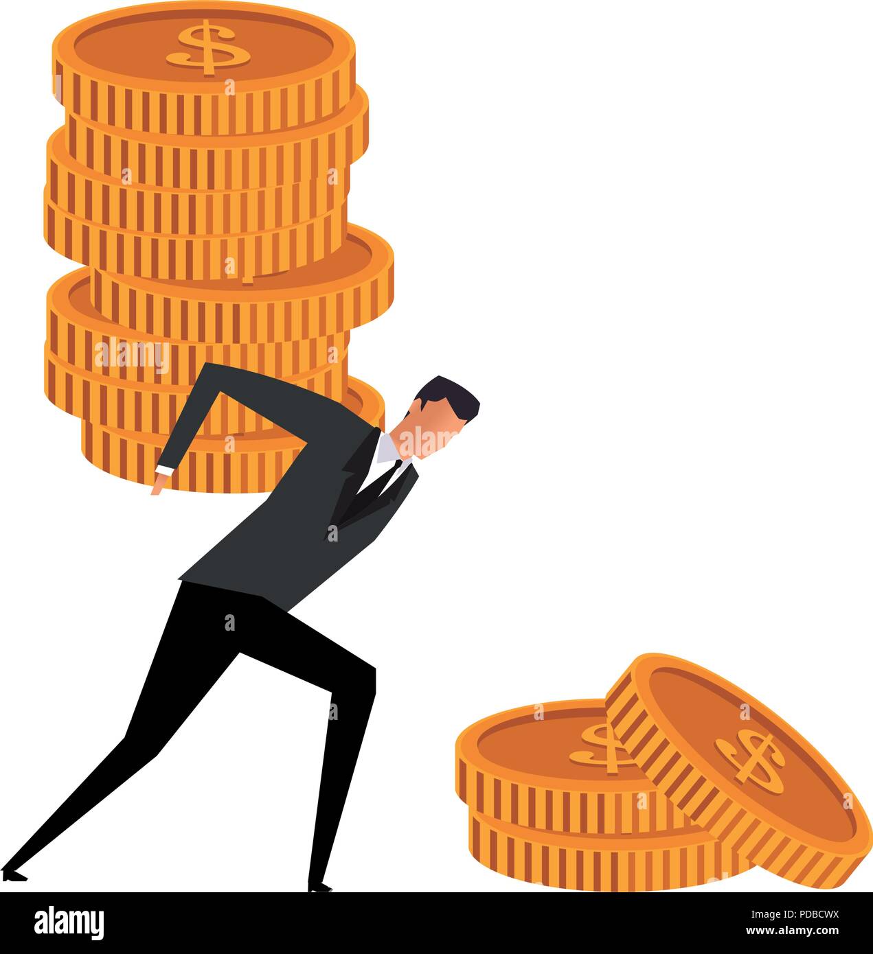 Businessman holding coins Stock Vector Images - Alamy