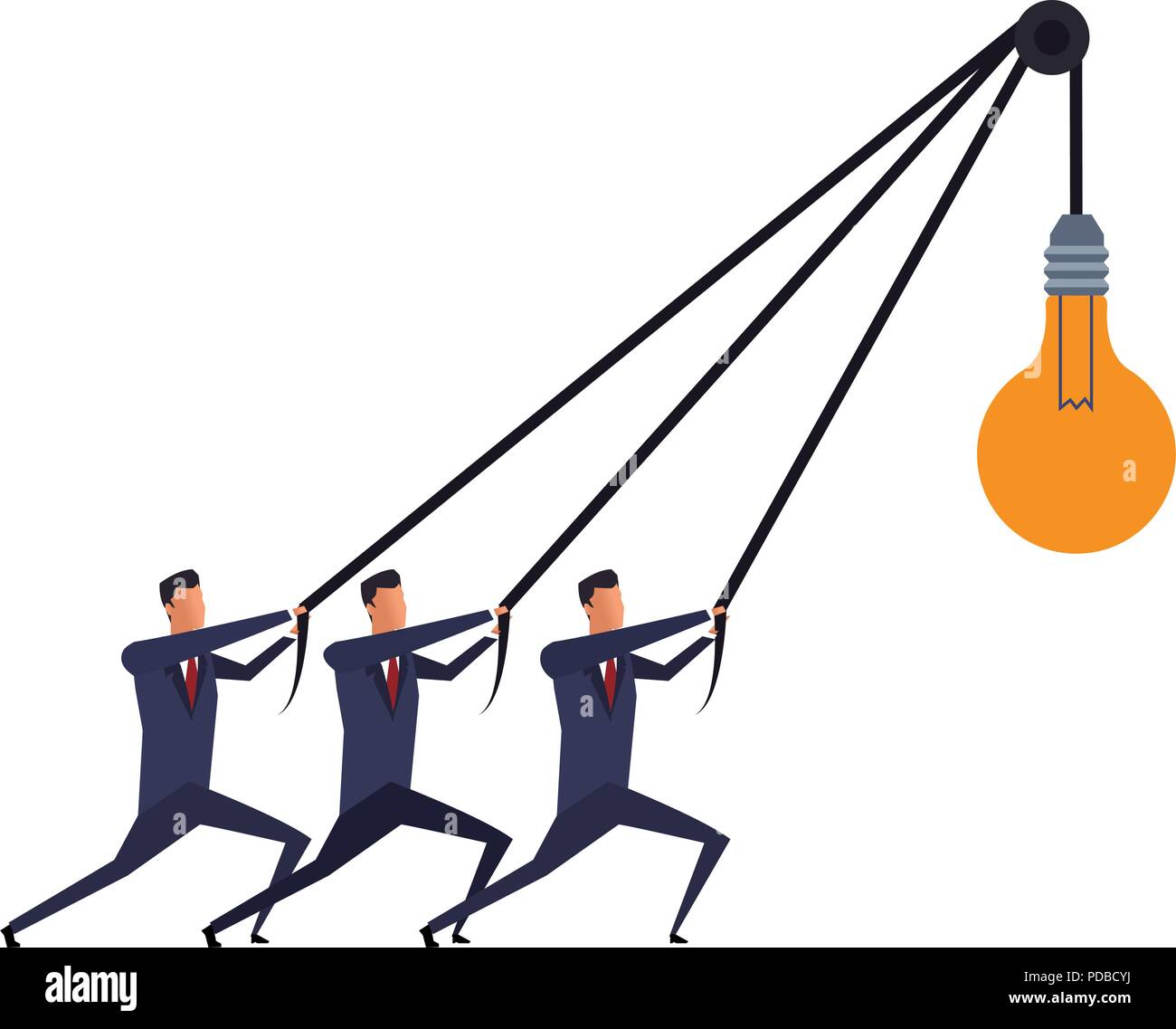 Businessmens pulling bulb light Stock Vector Image & Art - Alamy