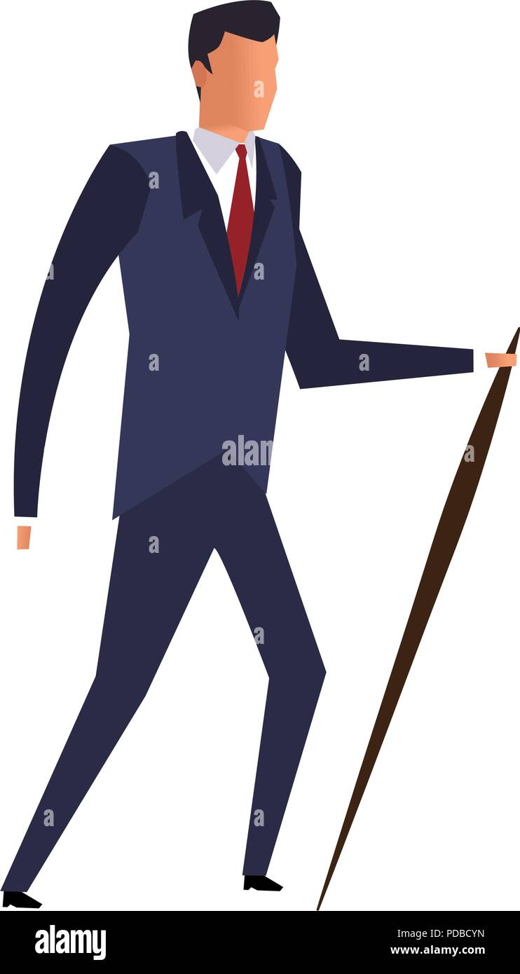 Businessman with walking stick looking around Stock Vector Image & Art ...