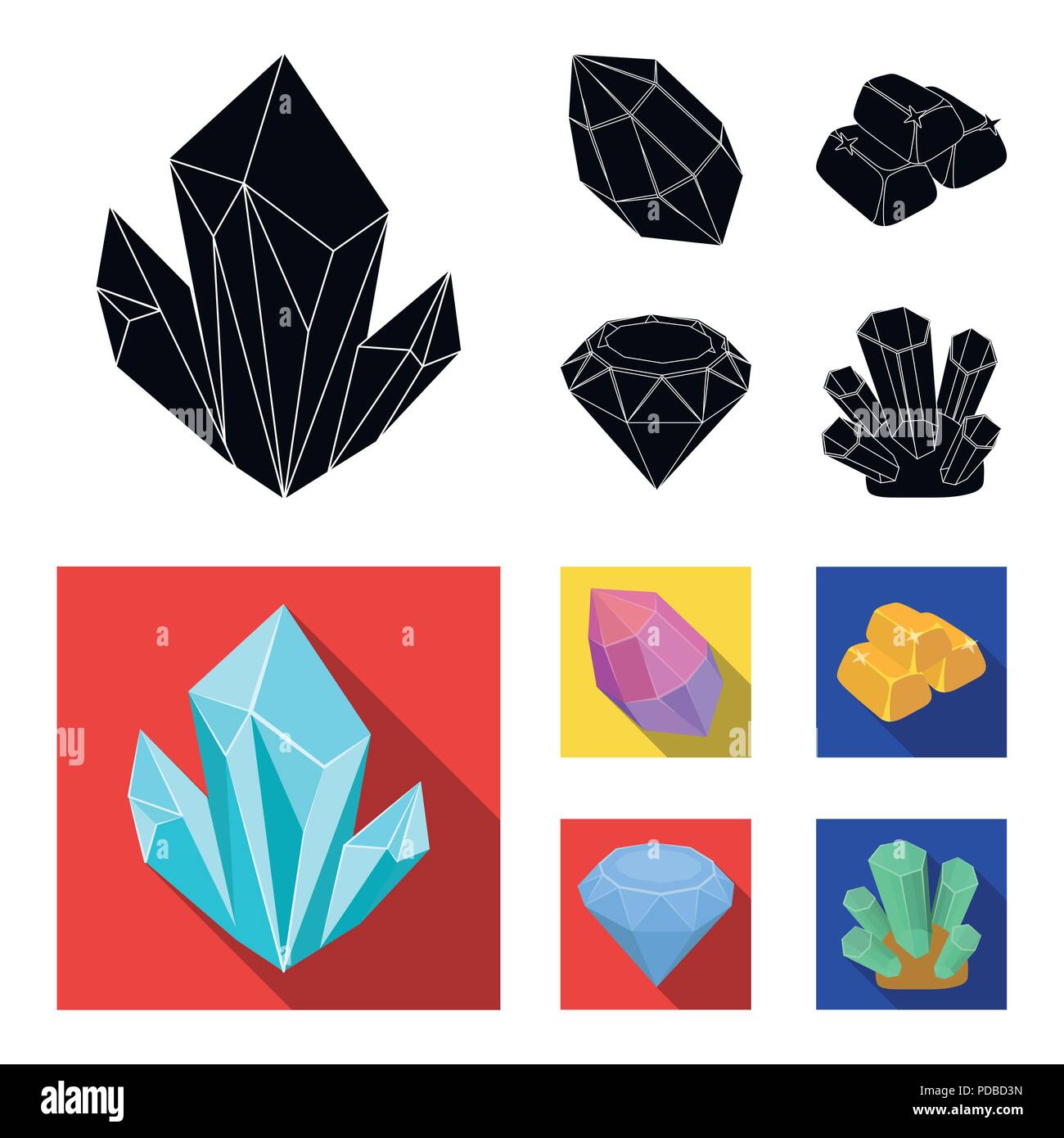 Crystals, minerals, gold bars. Precious minerals and jeweler set ...