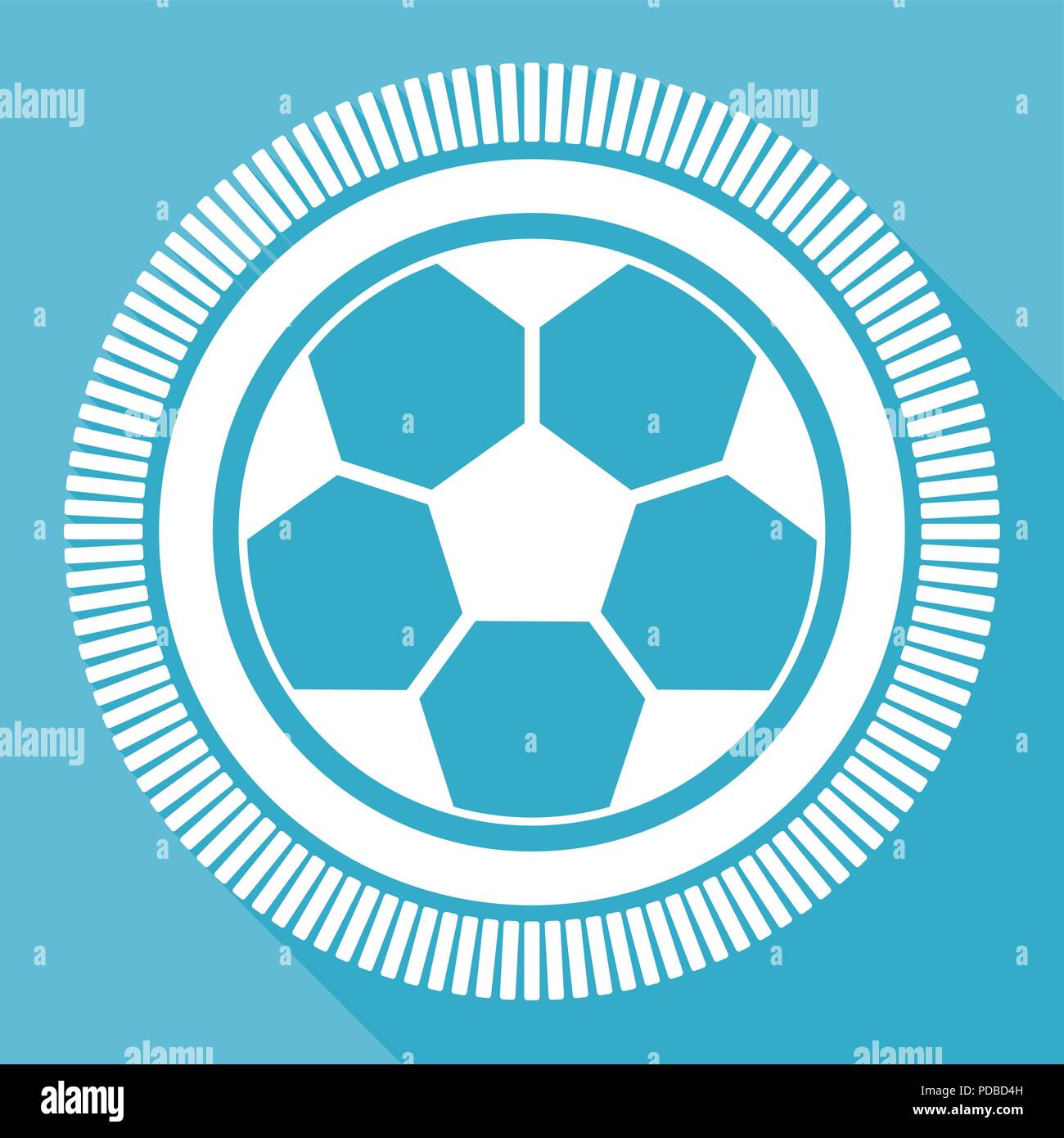Soccer editable flat vector icon, football square web button, blue ...