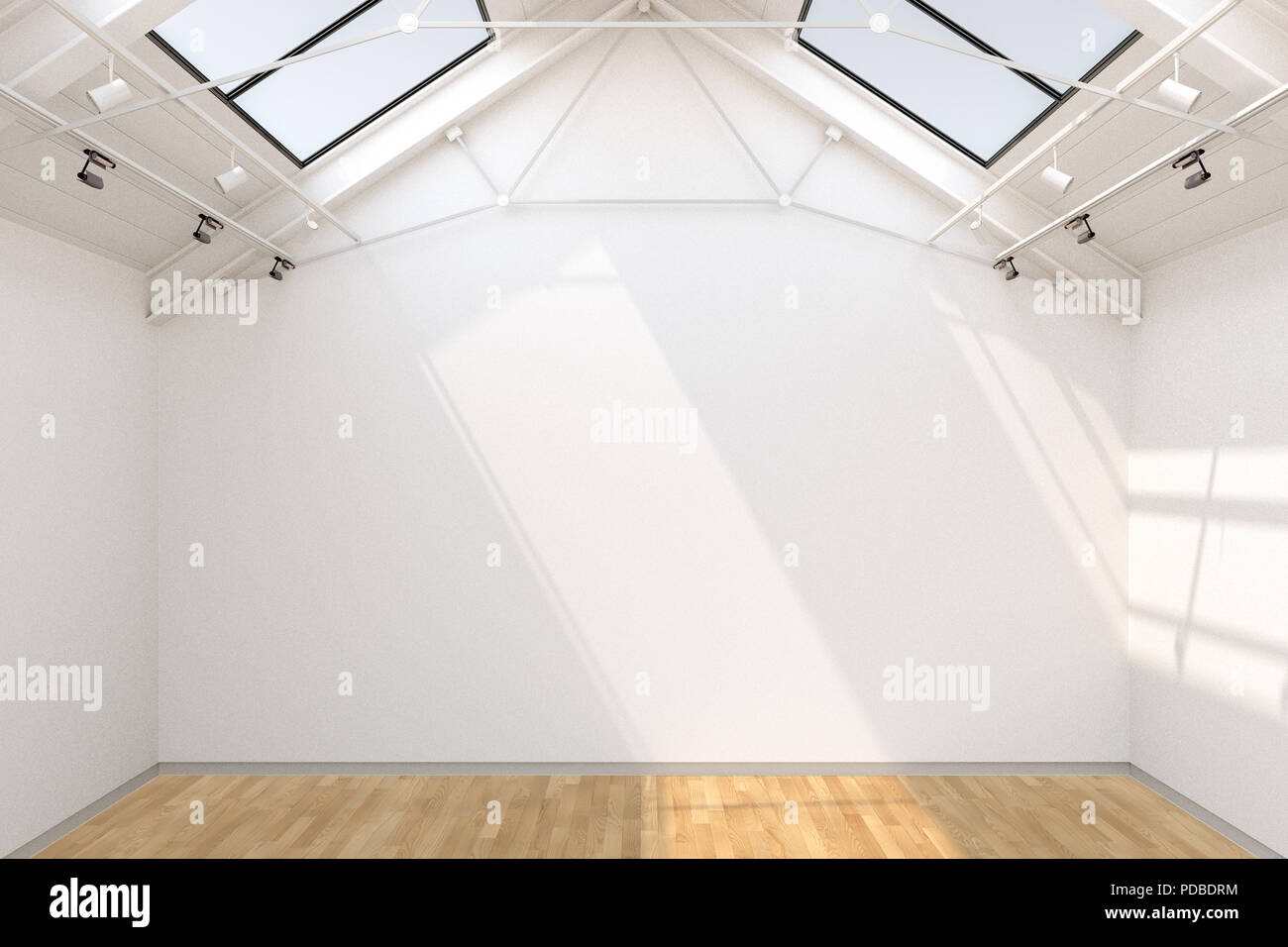 Empty loft gallery or office loft interior with blank white wall Stock ...