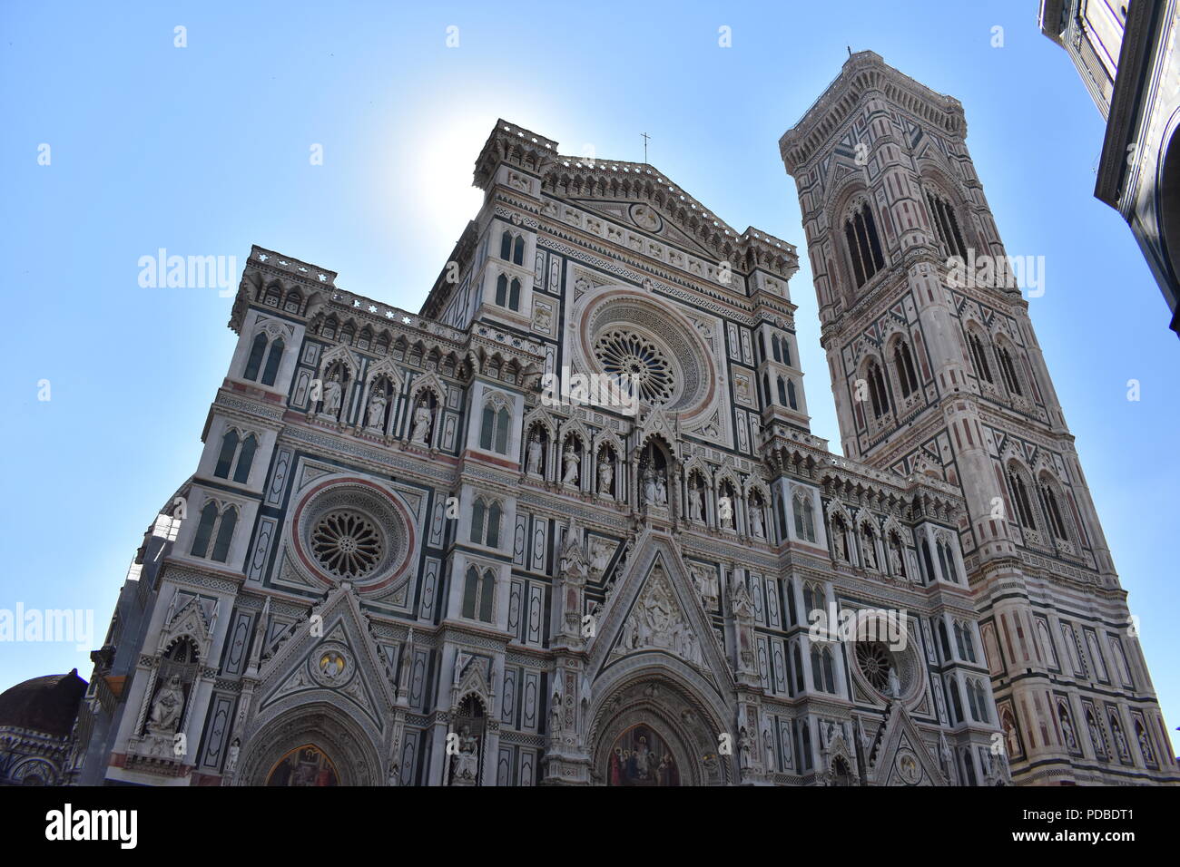 The Front of the Florence Cathedral on a Clear Bright Blue Sky Day with ...