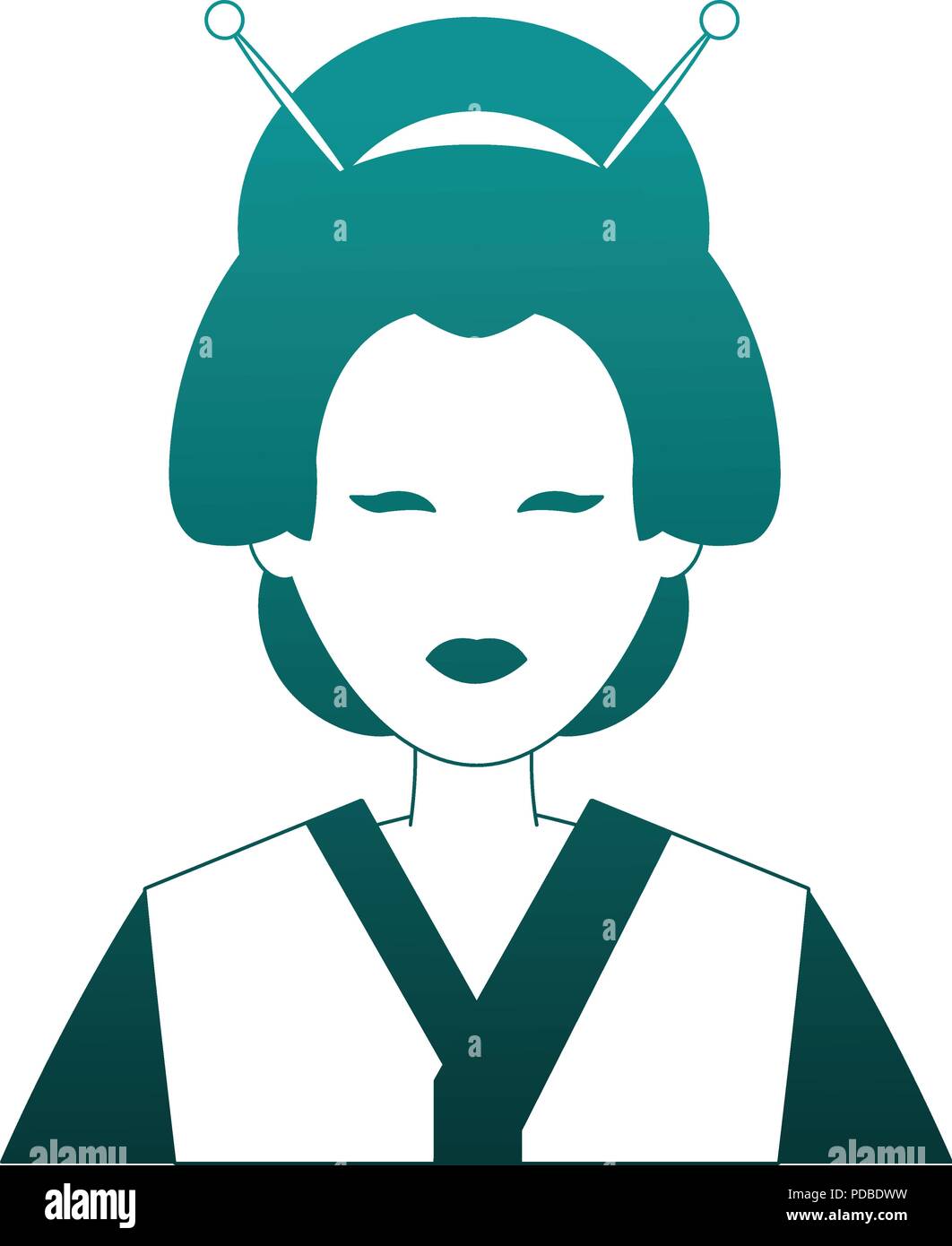 Geisha profile avatar in blue lines Stock Vector Image & Art - Alamy