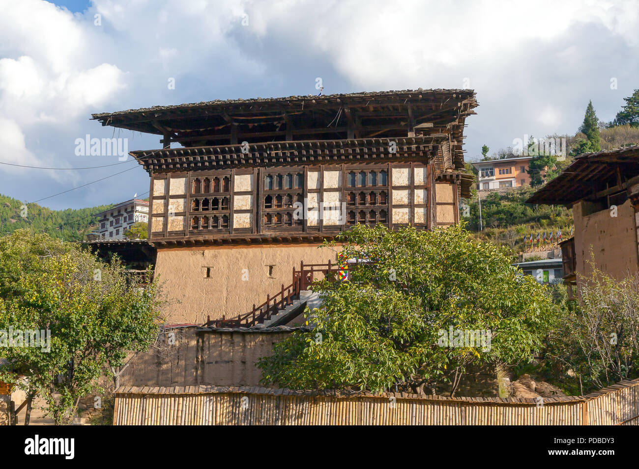 Bhutanese-style building, Thimphu, Bhutan Stock Photo - Alamy